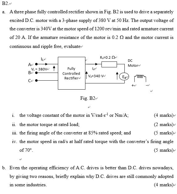 Solved B2. a. A three phase fully controlled rectifier shown | Chegg.com