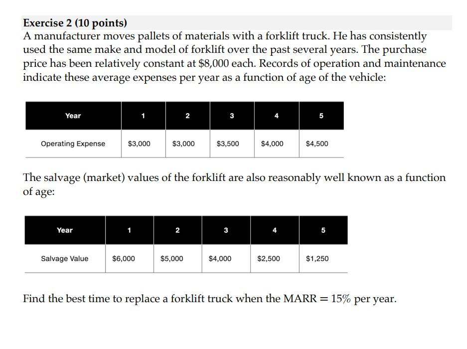 Solved Exercise 2 ( 10 points) A manufacturer moves pallets | Chegg.com