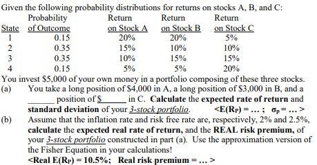 Given the following probability distributions for | Chegg.com