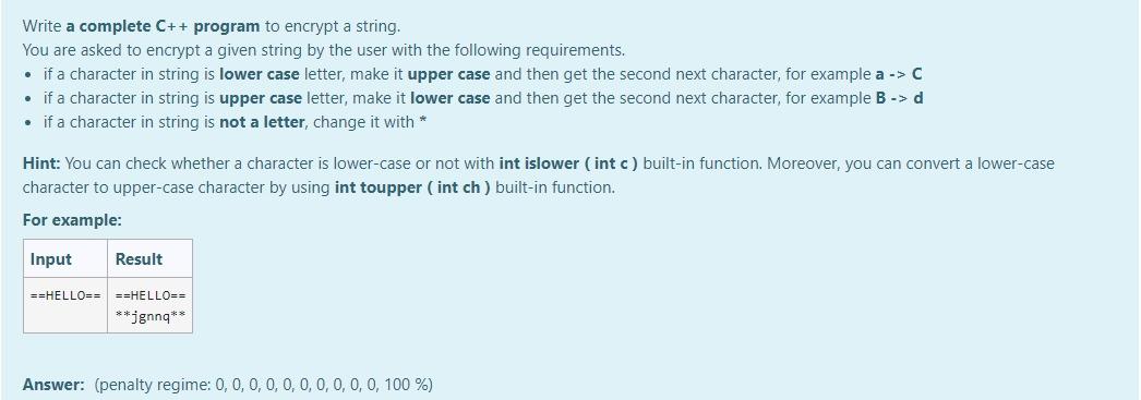 Solved Write A Complete C Program To Encrypt A String You 4778