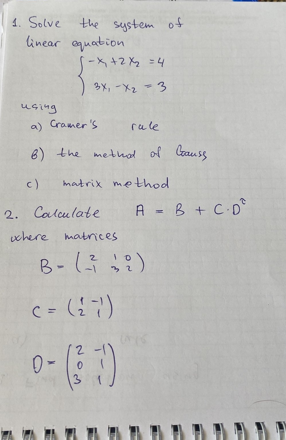 Solved 1. Solve the system of linear equation | Chegg.com