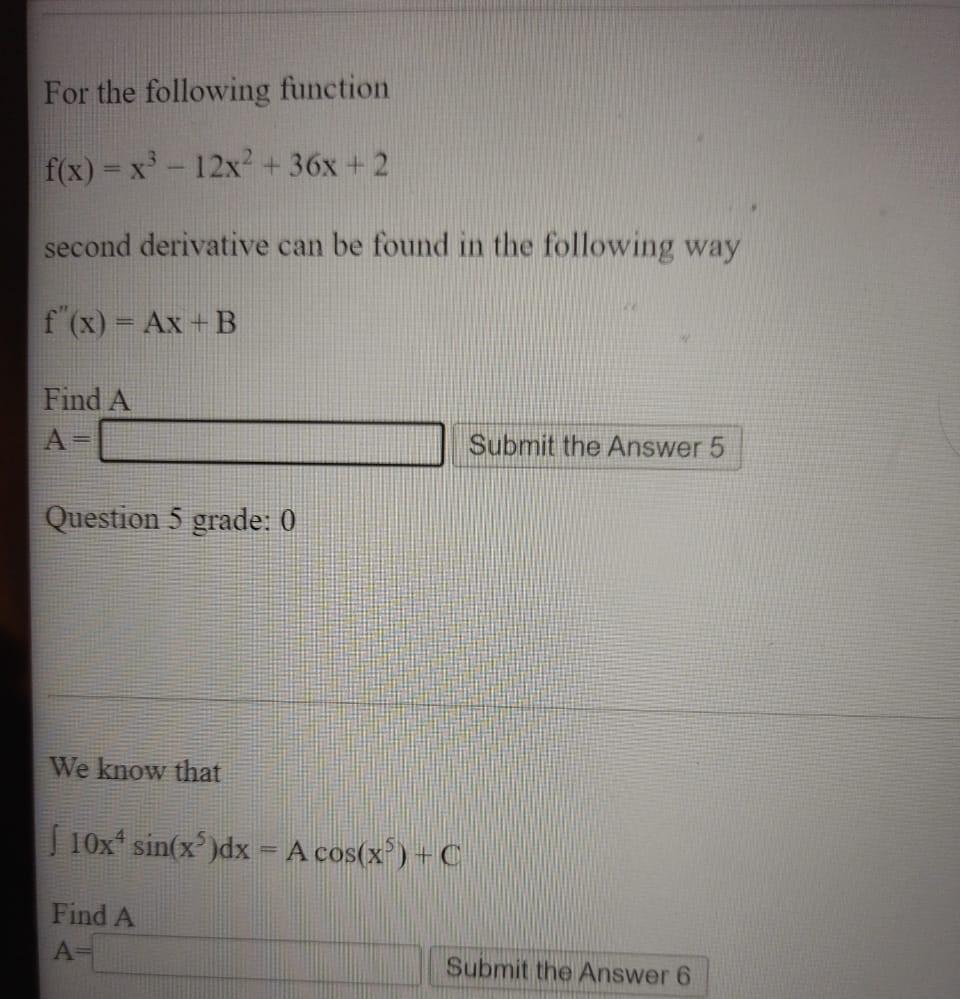 Solved For the following function f(x)=x3−12x2+36x+2 second | Chegg.com