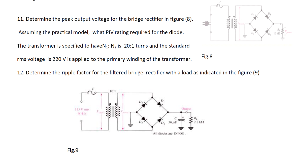 Solved 11. Determine the peak output voltage for the bridge | Chegg.com