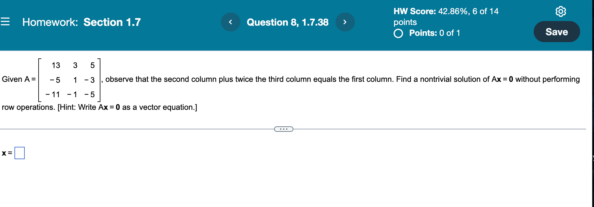 Solved Homework Section 1 7 Hw Score 42 86 6 Of 14