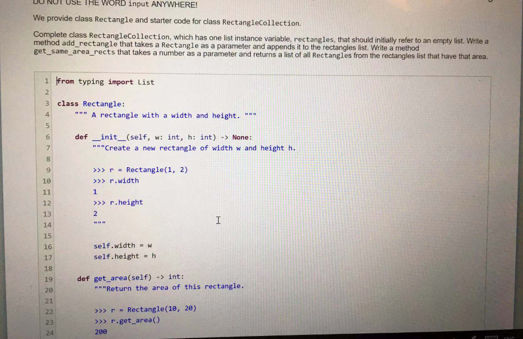 Solved DU NUT USE THE WORD input ANYWHERE! We provide class | Chegg.com
