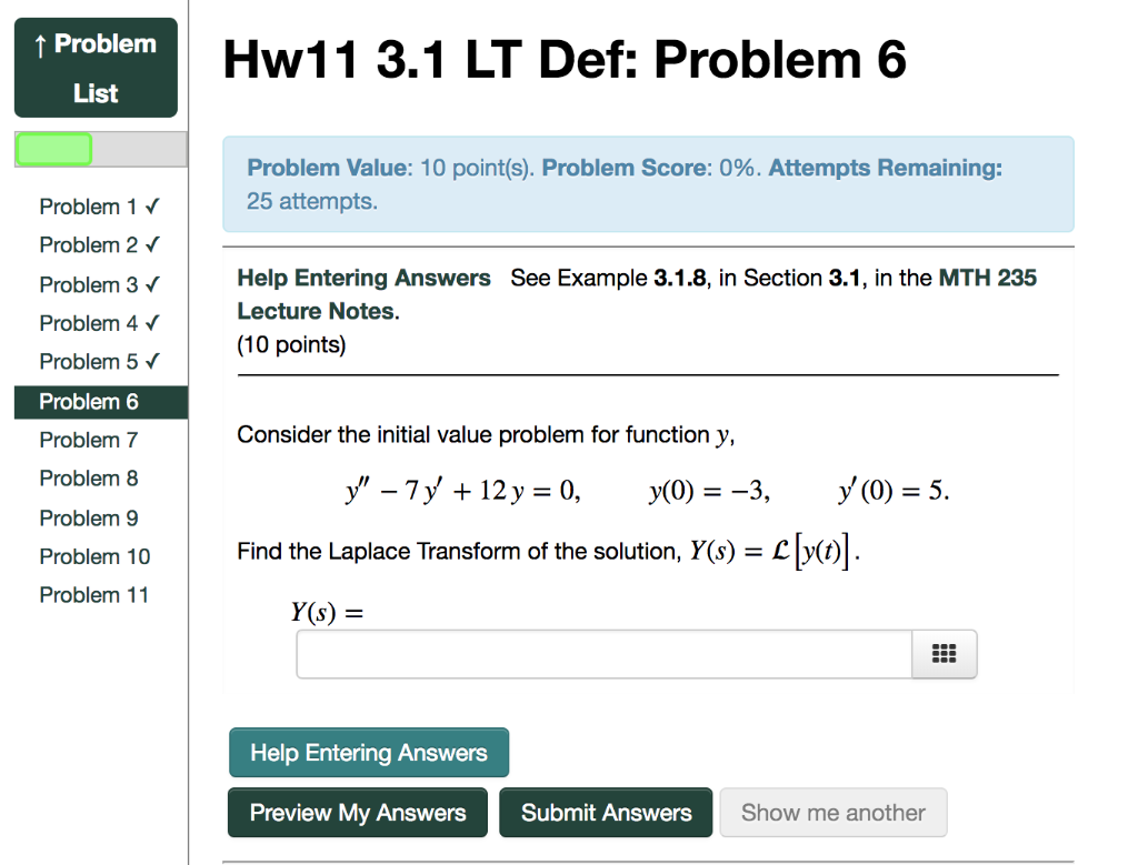 Solved t Problenm Hw11 3.1 LT Def: Problem 6 List Problem | Chegg.com
