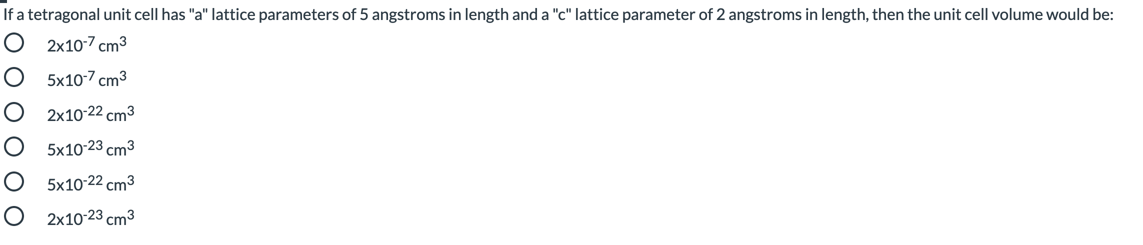 Solved If a tetragonal unit cell has "a" lattice parameters | Chegg.com