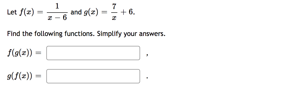 Solved 1 7 Let f(x) and g(x) +6. - 6 Find the following | Chegg.com