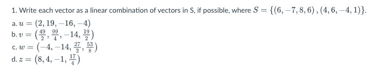 Solved 1. Write each vector as a linear combination of | Chegg.com