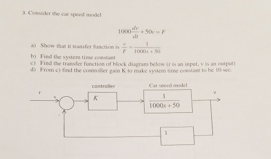 Solved 1. Consider the second order of car suspension system | Chegg.com