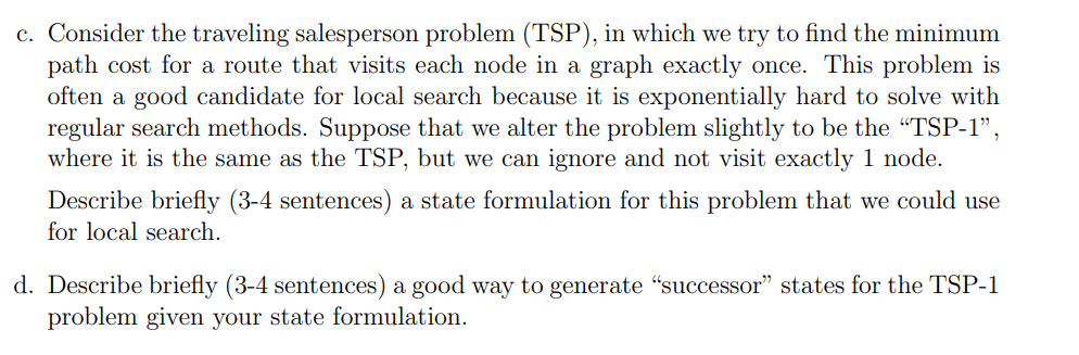 Solved c. Consider the traveling salesperson problem (TSP), | Chegg.com