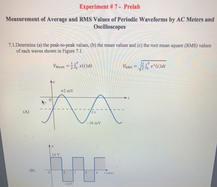 Solved Experiment # 7-Prelab Measurement of Average and RMS | Chegg.com