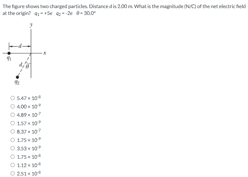 Solved The figure shows two charged particles. Distance | Chegg.com