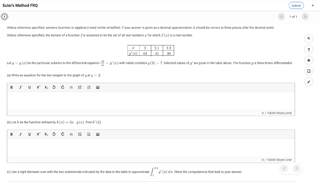 Solved Unless otherwise specified, answers (numeric or | Chegg.com