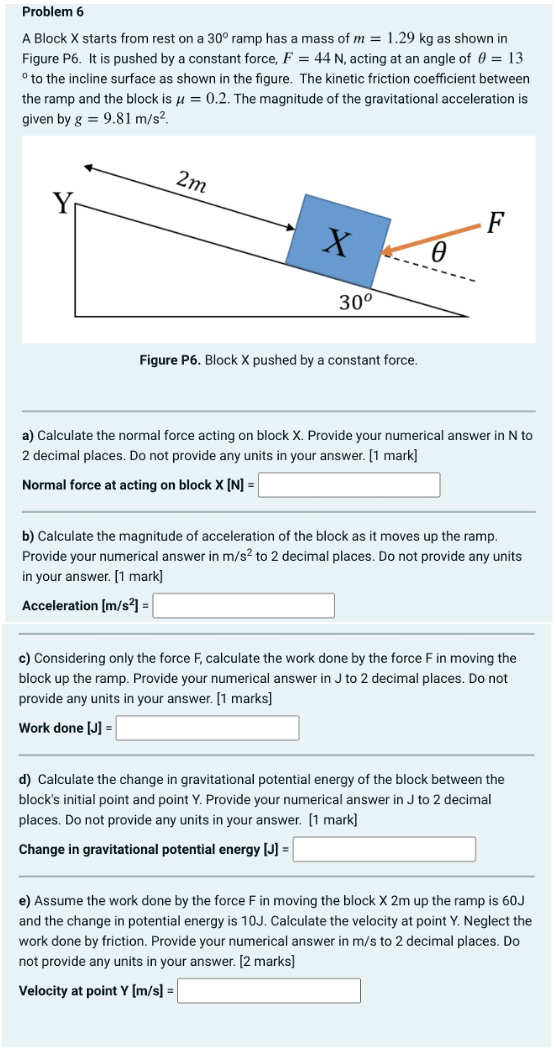 Solved Problem 6 A Block X starts from rest on a 30° ramp | Chegg.com