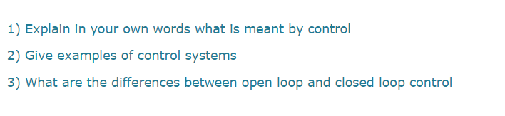 Solved 1) Explain in your own words what is meant by control | Chegg.com