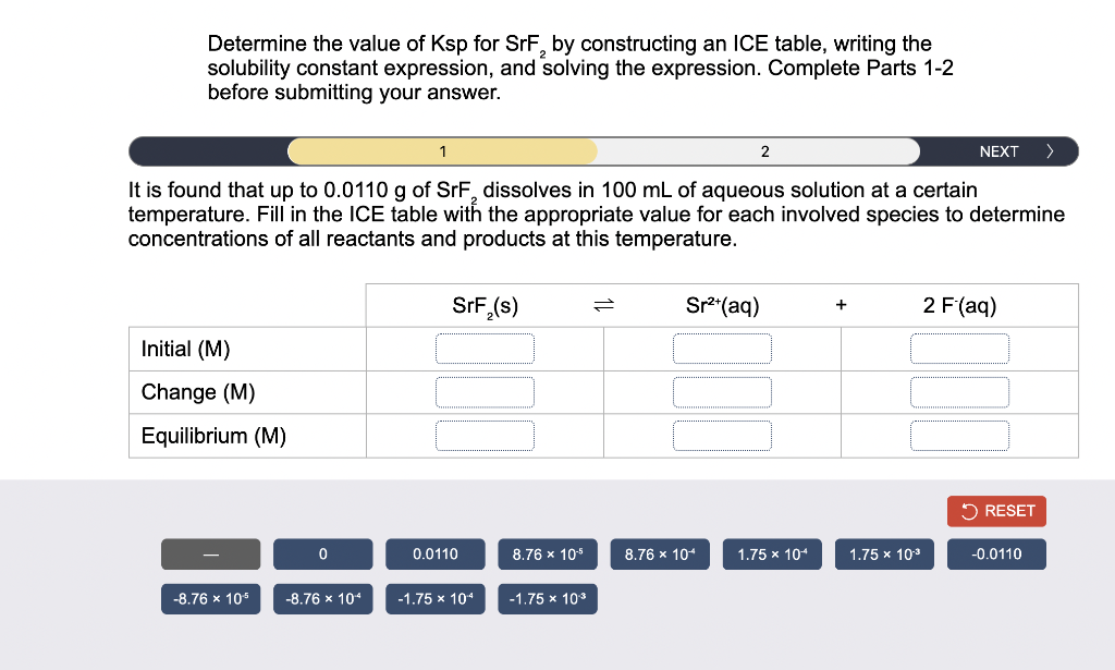 Solved Determine the value of Ksp for SrF2 by constructing | Chegg.com