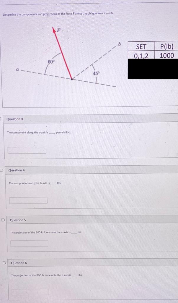 Solved Determine the components and projections of the force | Chegg.com