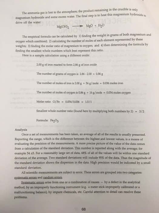 Solved 7. The sample calculation for iron oxide in the IDEAS | Chegg.com