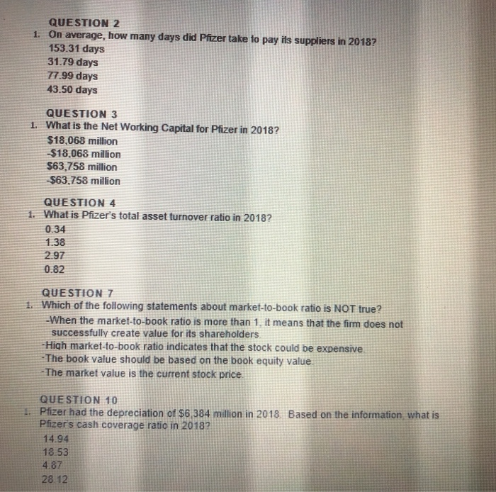 Solved Pfizer Income Statement All numbers in millions, | Chegg.com