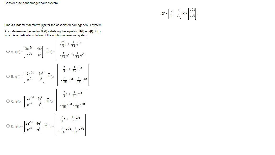 Solved Consider the nonhomogeneous system -1 X + Find a | Chegg.com
