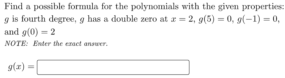 Solved Find a possible formula for the polynomials with the | Chegg.com