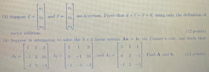Solved s (3) Suppose u and it 12 are 3-vectors. Prove that | Chegg.com