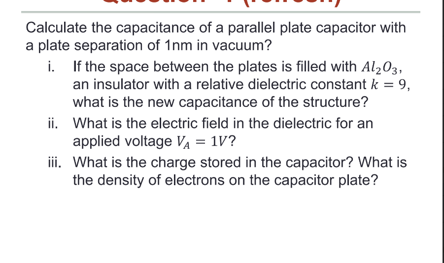 Solved Calculate the capacitance of a parallel plate | Chegg.com