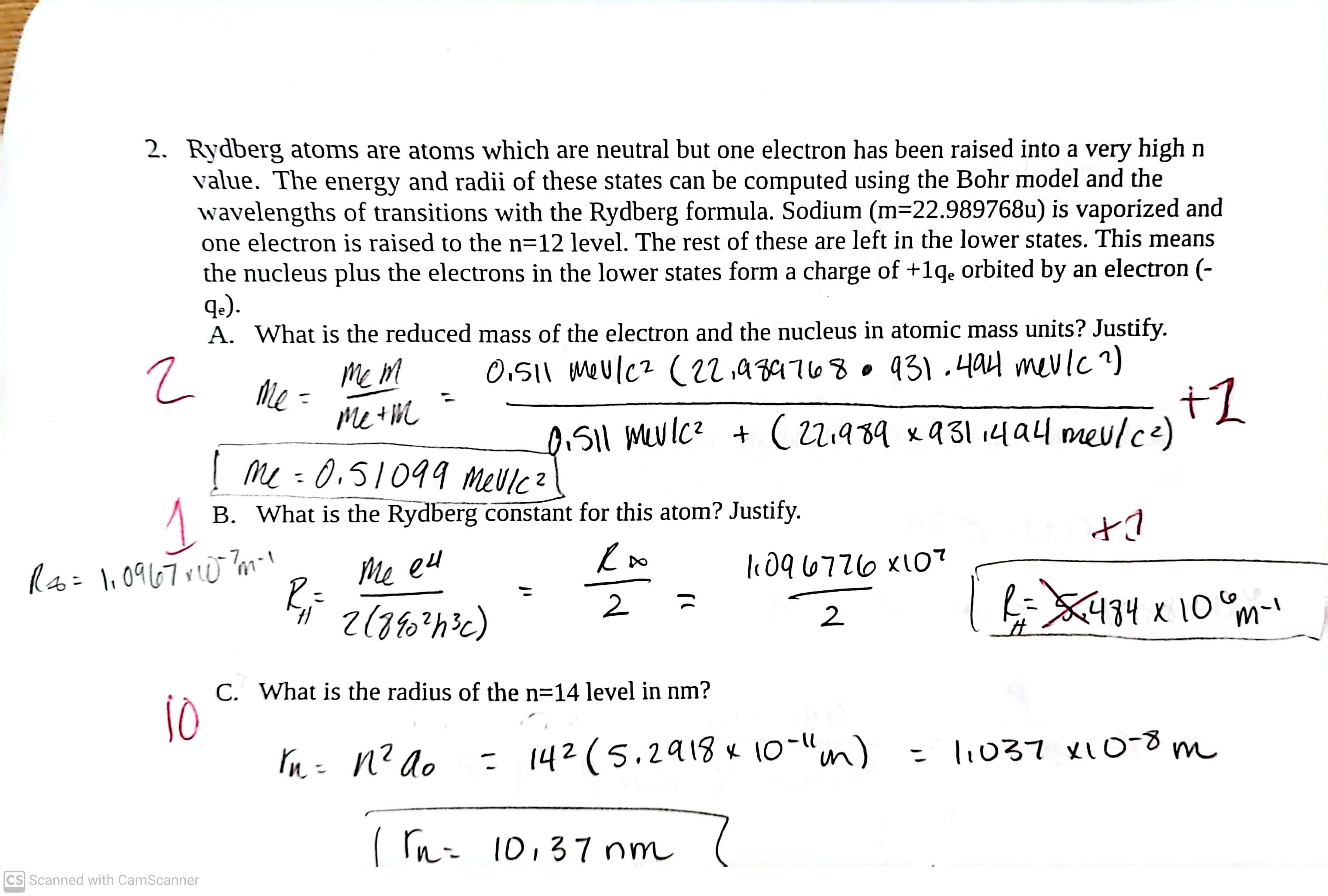 Solved 2. Rydberg atoms are atoms which are neutral but one | Chegg.com