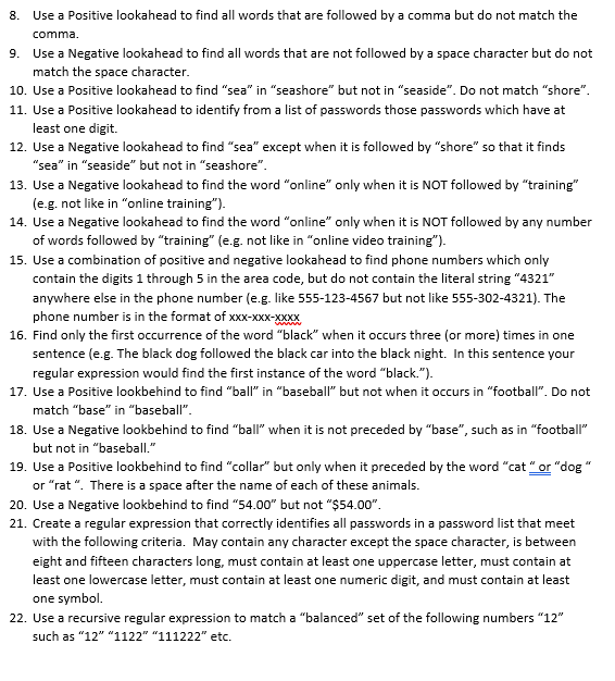 Solved Positive and negative lookahead assertions, positive | Chegg.com