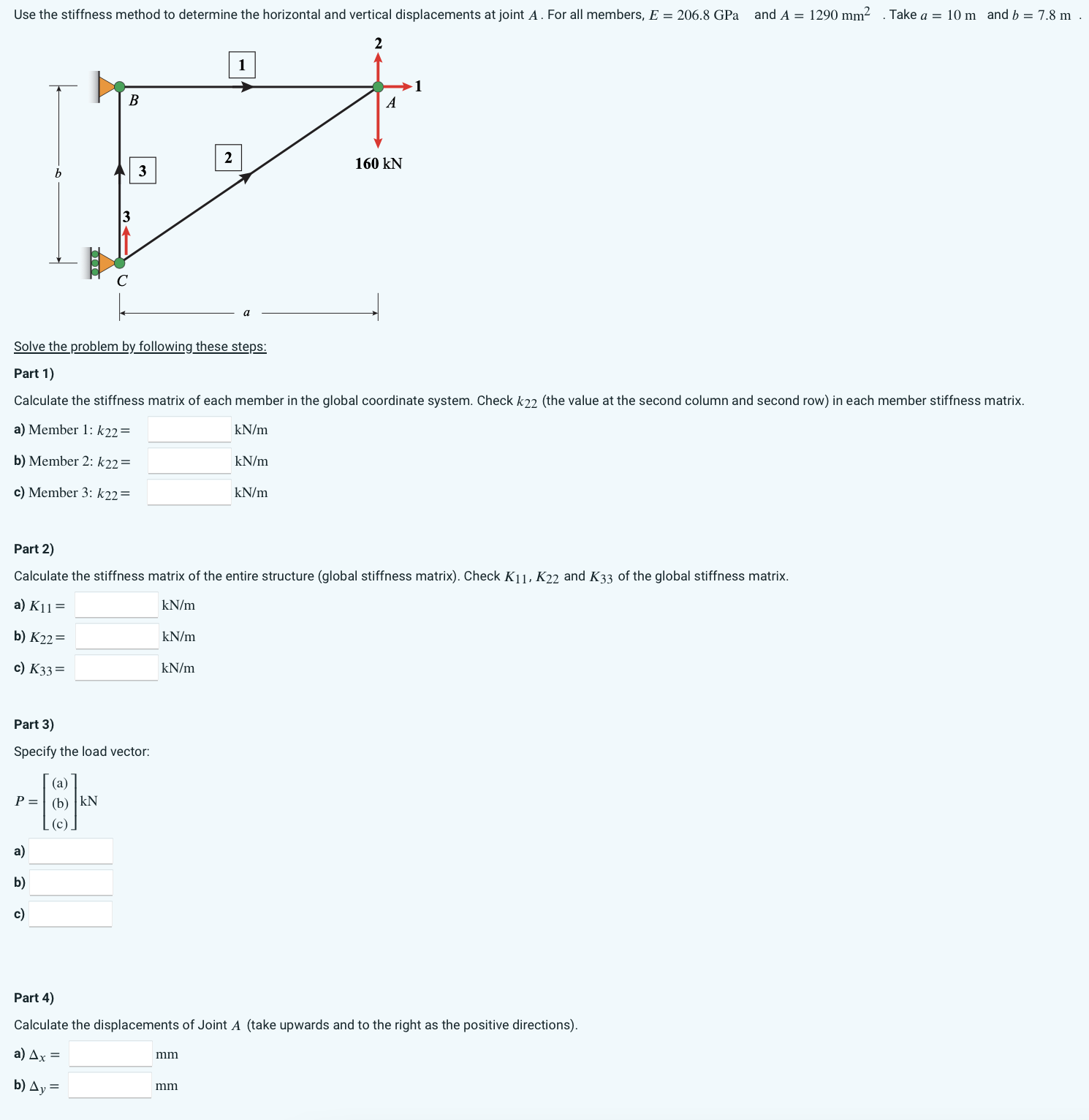 Solved Use the stiffness method to ﻿determine the horizontal | Chegg.com