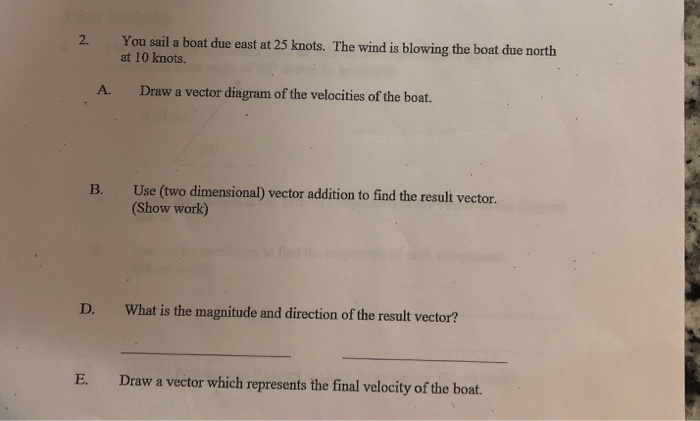 Solved 2. You sail a boat due east at 25 knots. The wind is | Chegg.com