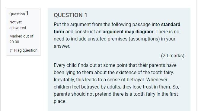 QUESTION 1 Put the argument from the following | Chegg.com
