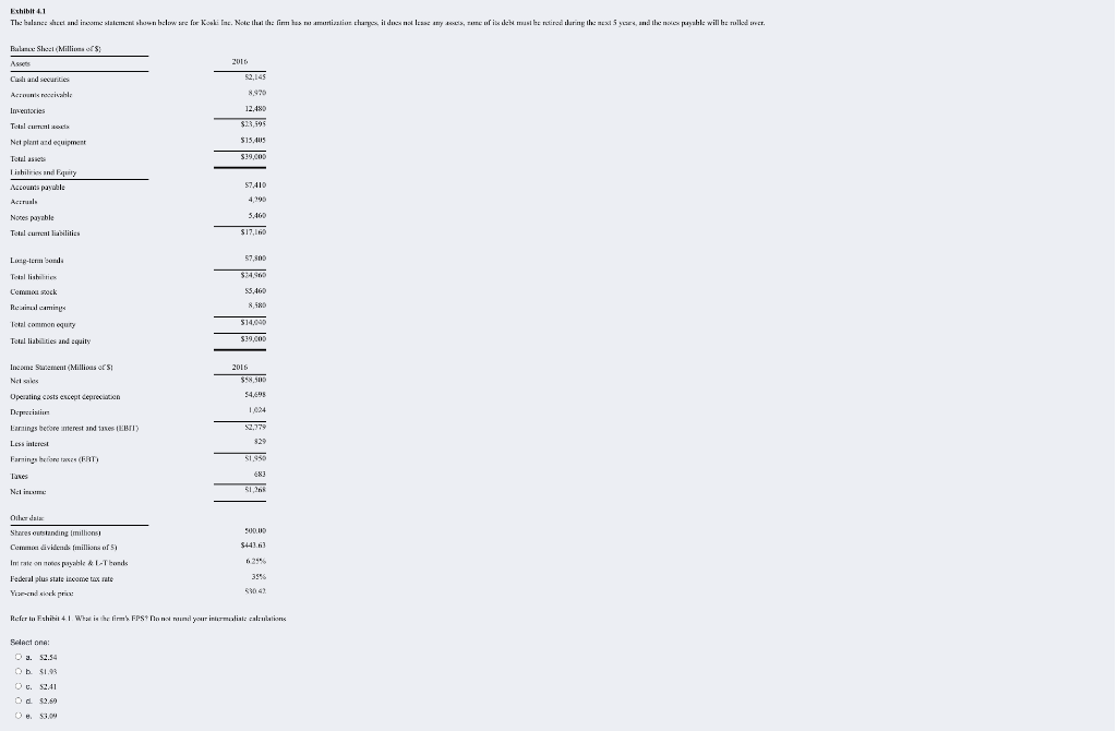 Solved Exhibit 41 The balance acci and income salment son | Chegg.com