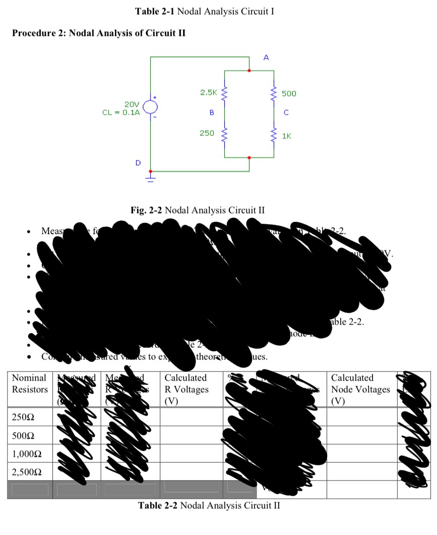 Solved Table 2-1 Nodal Analysis Circuit I Procedure 2: Nodal | Chegg.com