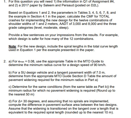 Solved 1. For this question you will need 1) the information | Chegg.com