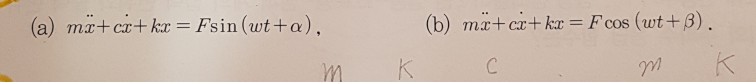 Solved mx+cx + kr= Fcos (wt + β) (b) mx+cx+kx=Fsin(wt +α), | Chegg.com