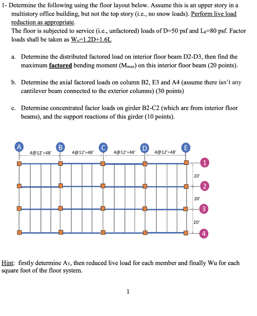 1- Determine the following using the floor layout | Chegg.com