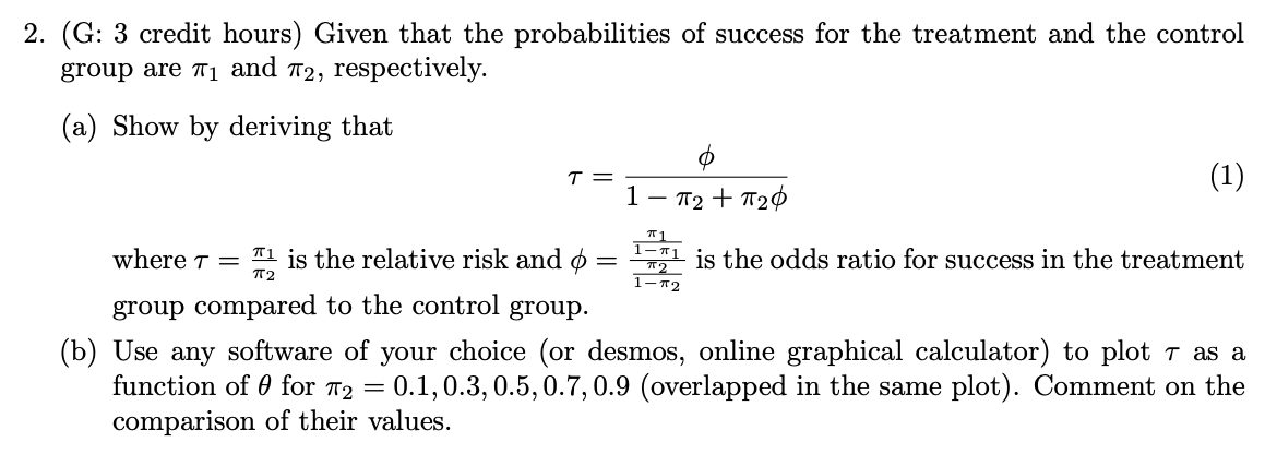 2. (G: 3 credit hours) Given that the probabilities | Chegg.com