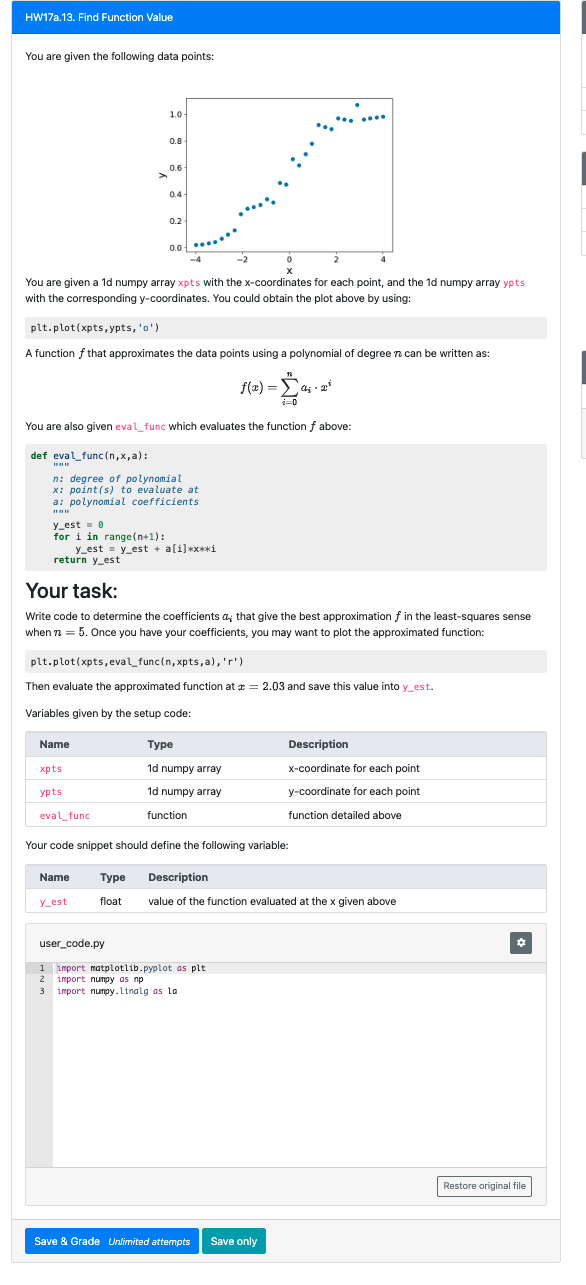 You are given the following data points: You are | Chegg.com