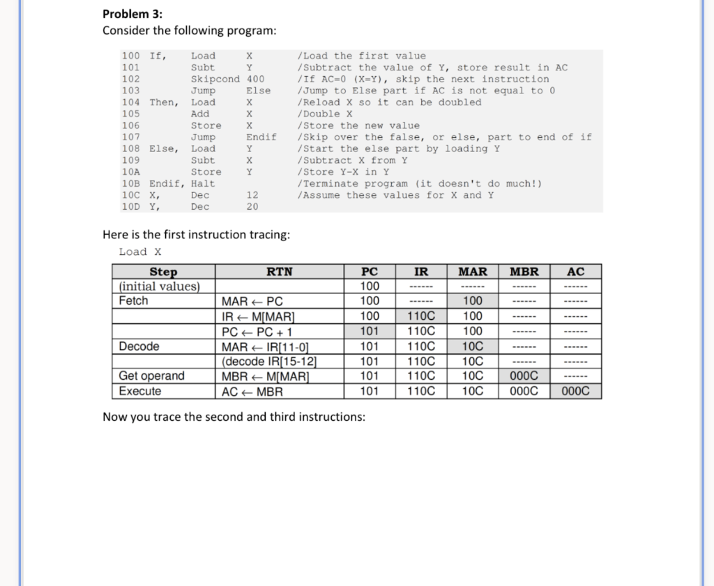 Solved Problem 3: Consider the following program: Here is | Chegg.com