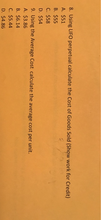 Solved Using the following information answer the next four | Chegg.com