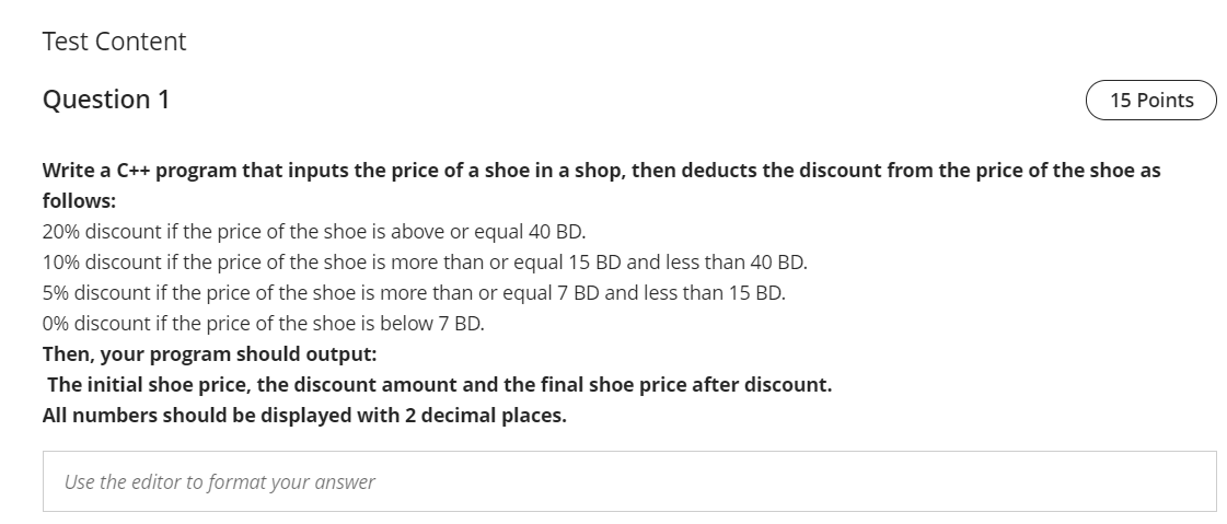 Solved Test Content Question 1 15 Points Write a C++ program | Chegg.com