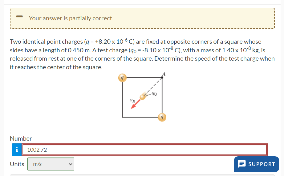 Solved Your answer is partially correct.Two identical point | Chegg.com