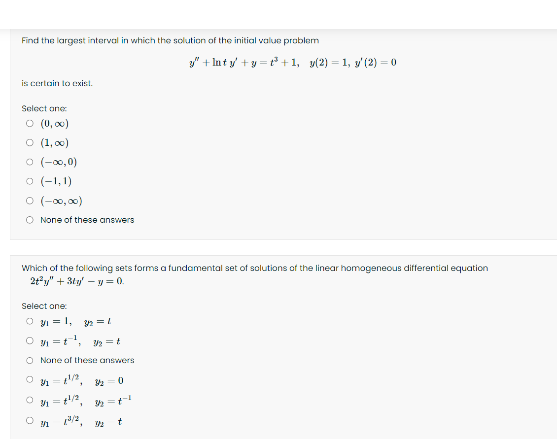 Solved Find the largest interval in which the solution of | Chegg.com