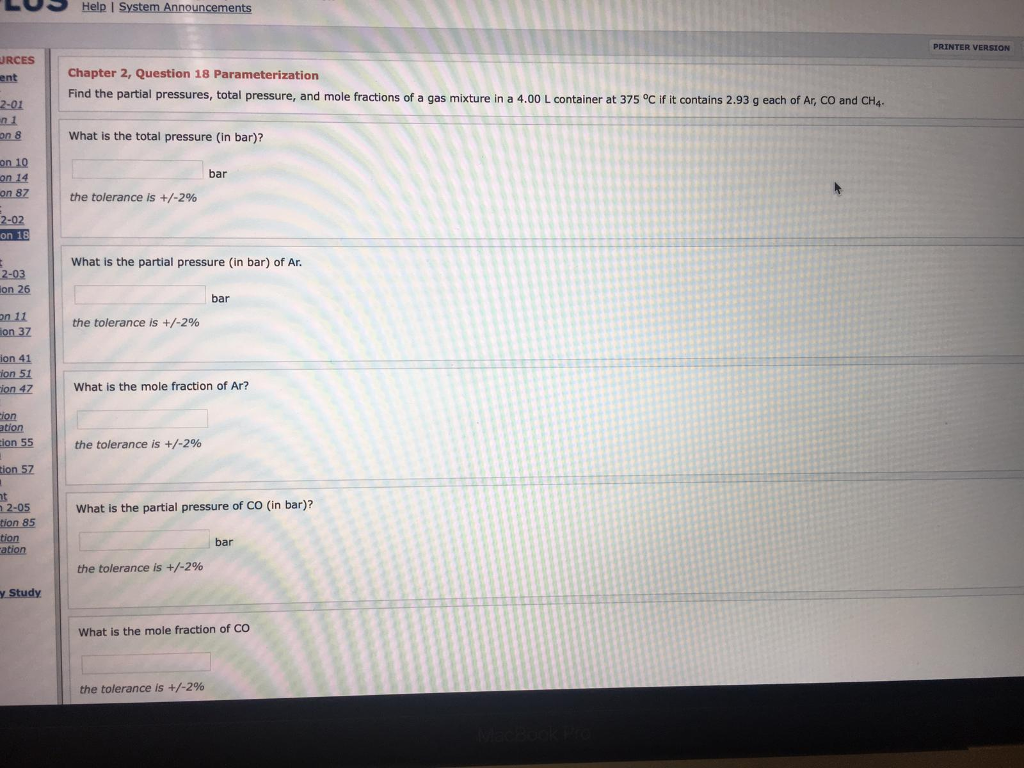 Solved LOO Help I System Announcements PRINTER VERSION RCES | Chegg.com