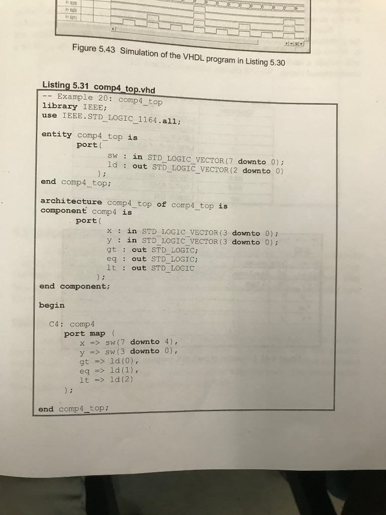 Solved E13 R E42 191 Figure 5.43 Simulation of the VHDL | Chegg.com