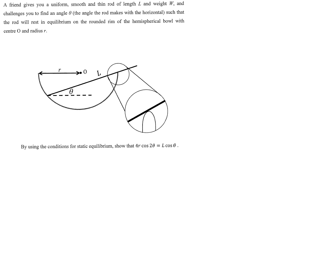 Solved A friend gives you a uniform, smooth and thin rod of | Chegg.com