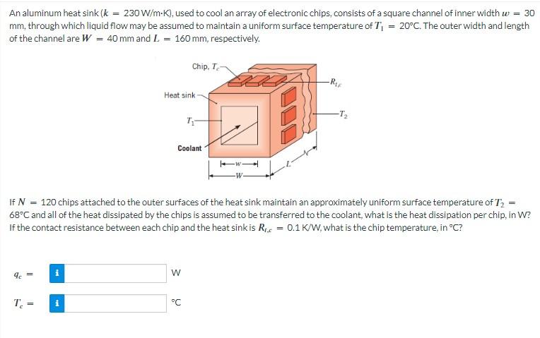 Solved An aluminum heat sink(k=230 W/m⋅K), used to cool an | Chegg.com