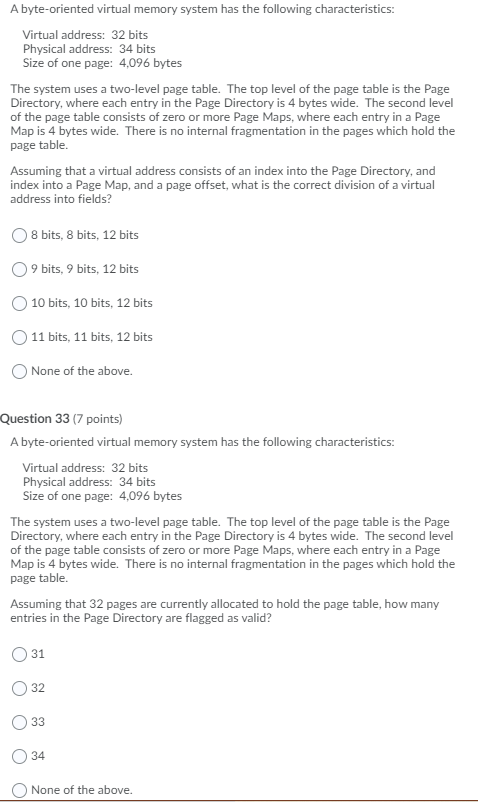Solved A byte-oriented virtual memory system has the | Chegg.com Solved A byte-oriented virtual memory system has the | Chegg.com
